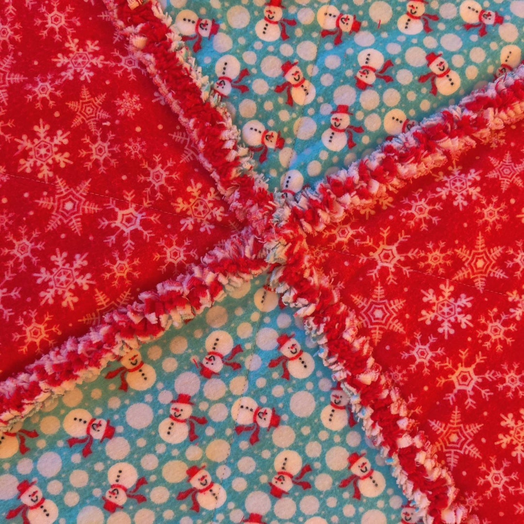 Snowmen and Snowflakes All Flannel Rag Quilt - Etsy