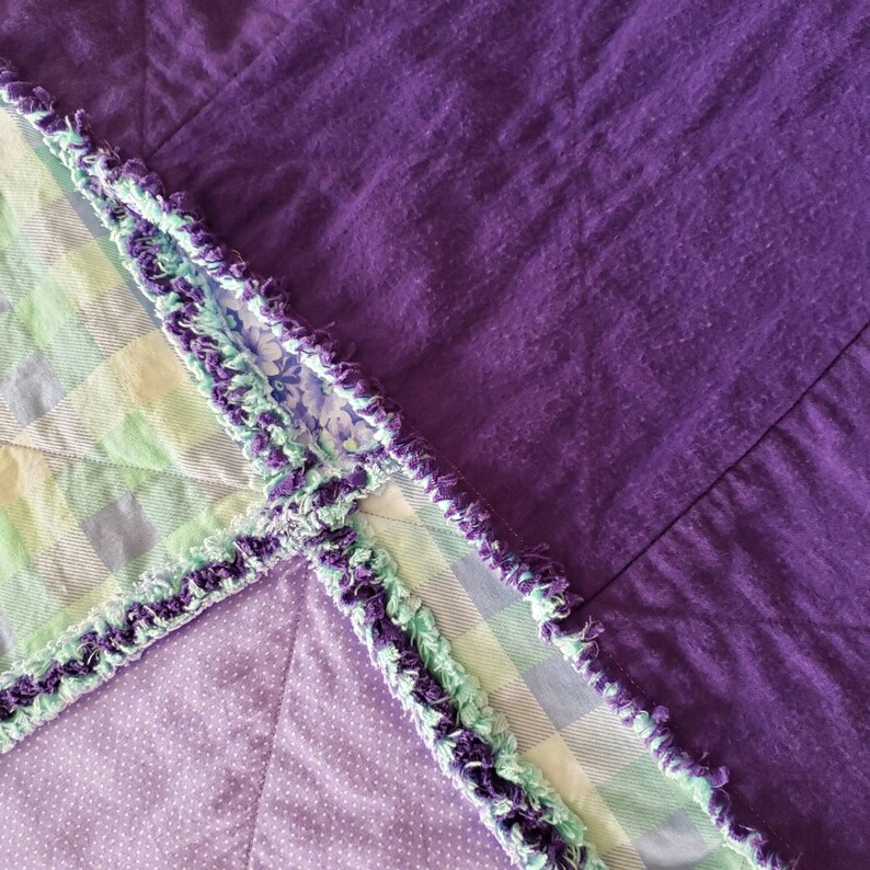 Purple and Mint Flannel Rag Quilt/purple Mint Green - Etsy