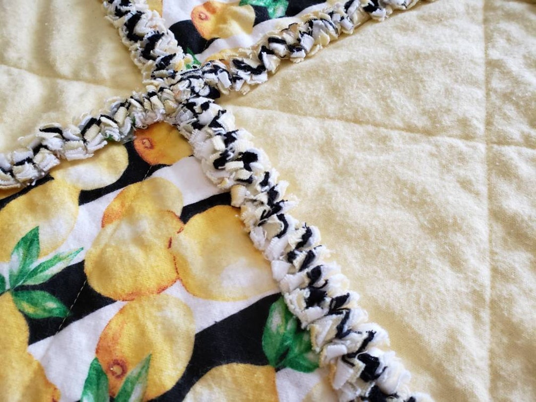 Lemon rag quilt/yellow rag quilt/lemon decor quilt/black quilt/Sunrise ...