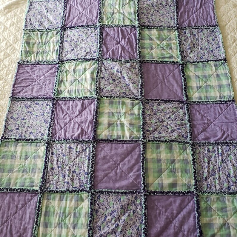 Purple and Mint Flannel Rag Quilt/purple Mint Green - Etsy