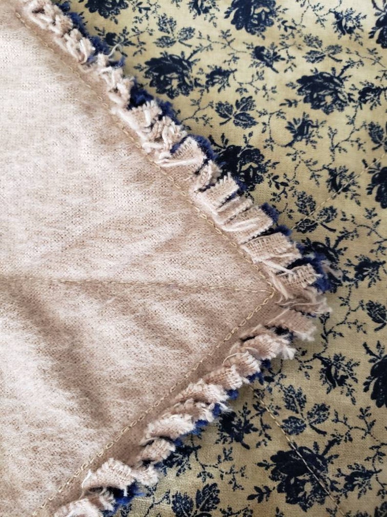 Vintage Style Blue Rag Quilt/navy and Tan Quilt/navy Blue - Etsy