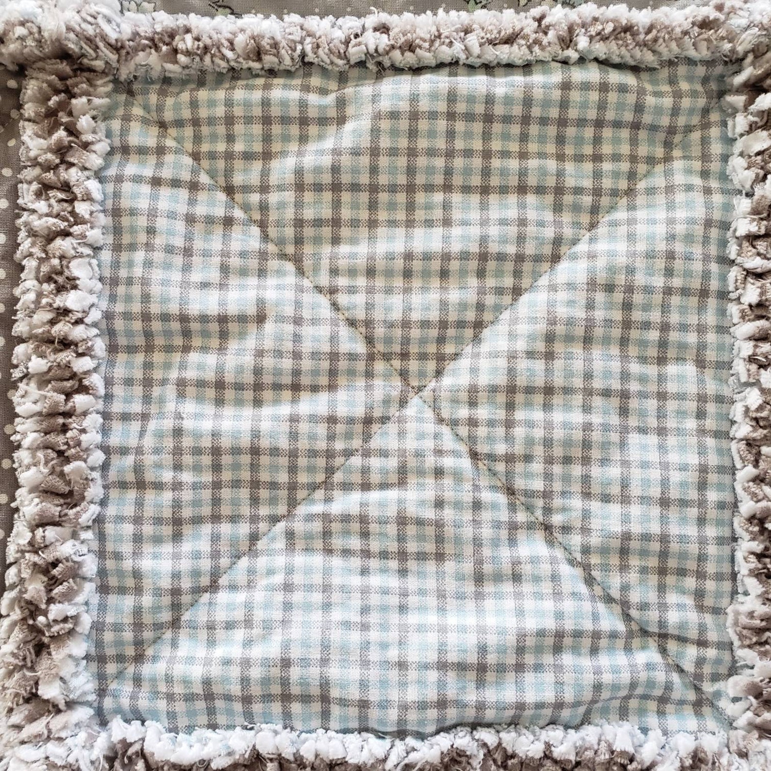 Gray and Teal Rag Quilt/gray Flannel Blanket/floral Rag | Etsy