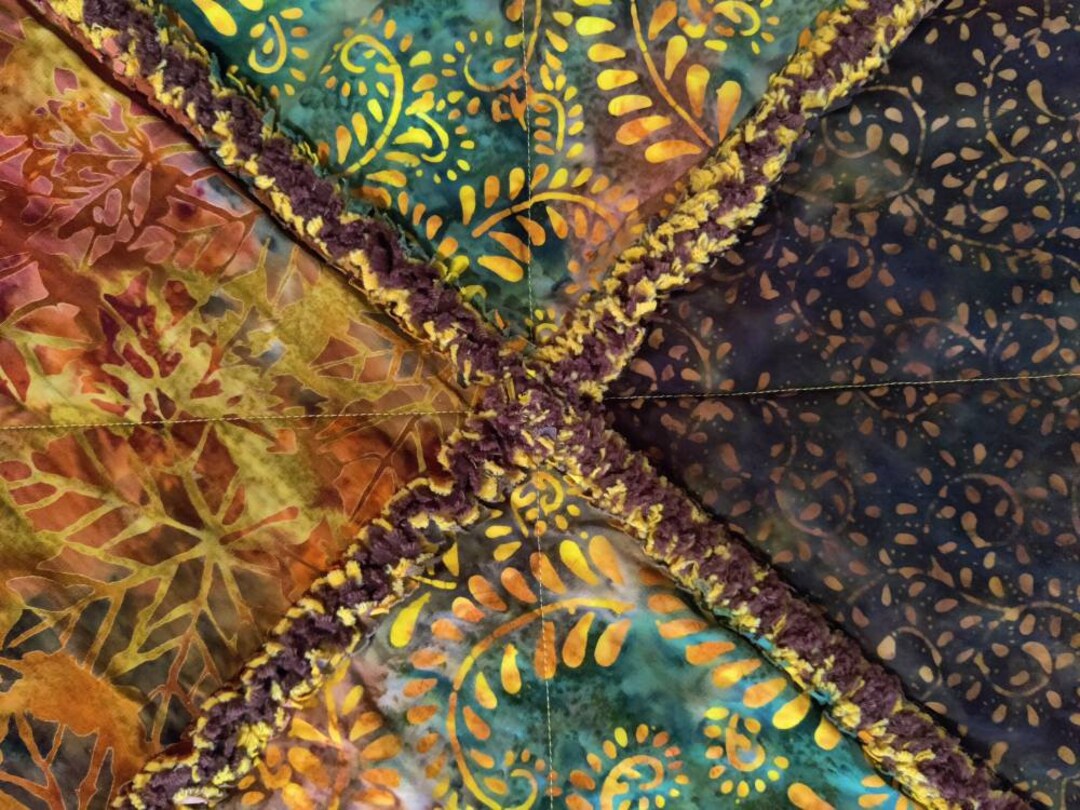 Handmade Batik Rag Quilt, Earth Tone Flannel Blanket (61x43) - Etsy