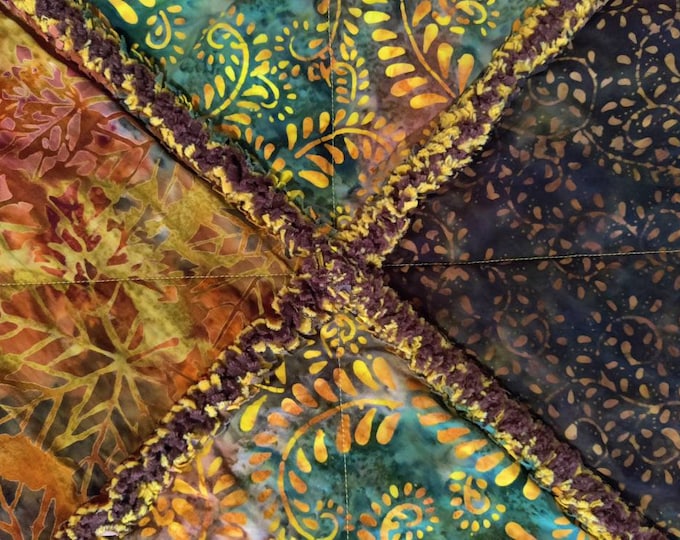 Earth Tone Color Rag Quilt, Rust/orange Quilt, Multi Color Quilt, Warm ...