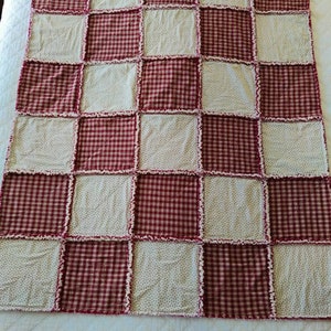 Red Country Rag Quilt/red and Cream Quilt/country Rag Quilt/country ...