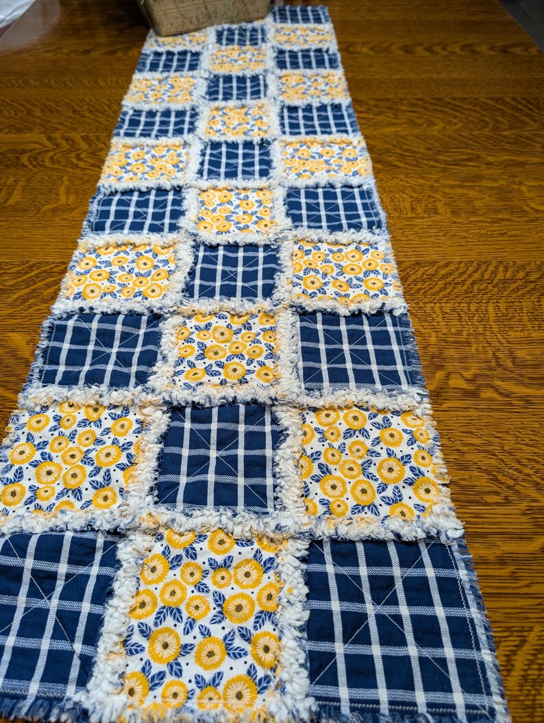 Floral Rag Quilt Table Runner, Spring Decor (51x14.5 Inches) - Etsy