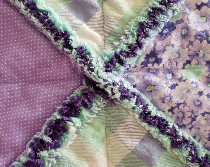 Purple and Mint Flannel Rag Quilt/purple Mint Green | Etsy