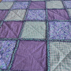 Purple and Mint Flannel Rag Quilt/purple Mint Green Blanket/purple ...