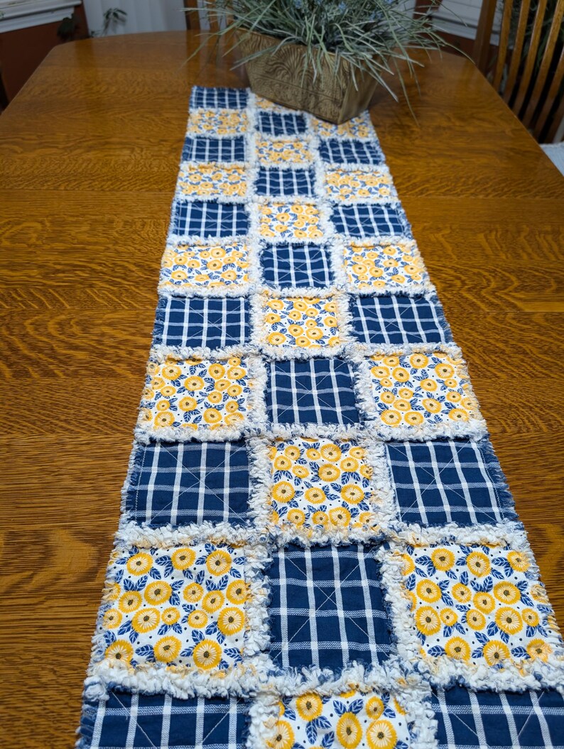 Floral Rag Quilt Table Runner, Spring Decor (51x14.5 Inches) - Etsy