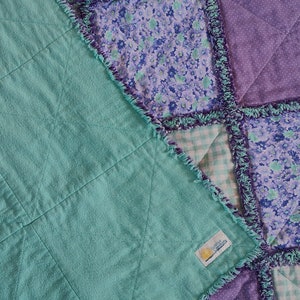 Purple and Mint Flannel Rag Quilt/purple Mint Green Blanket/purple ...