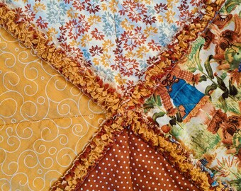 Candy Corn Rag Quilt / Halloween Rag Quilt / Fall Rag Quilt / Handmade ...