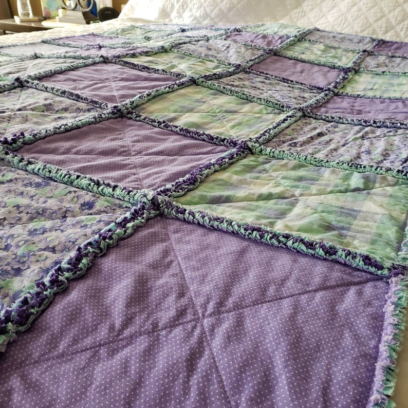 Purple and Mint Flannel Rag Quilt/purple Mint Green - Etsy