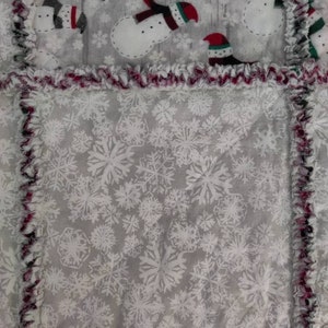 Snowmen and Snowflakes Rag Quilt, Snowman Rag Quilt, Flannel and Cotton ...