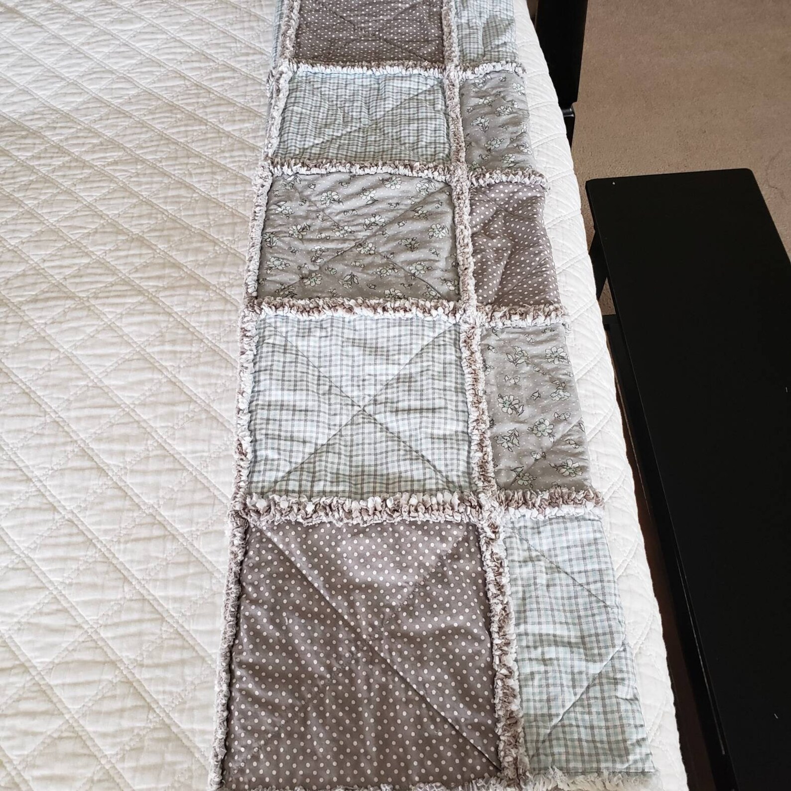 Gray and Teal Rag Quilt/gray Flannel Blanket/floral Rag | Etsy