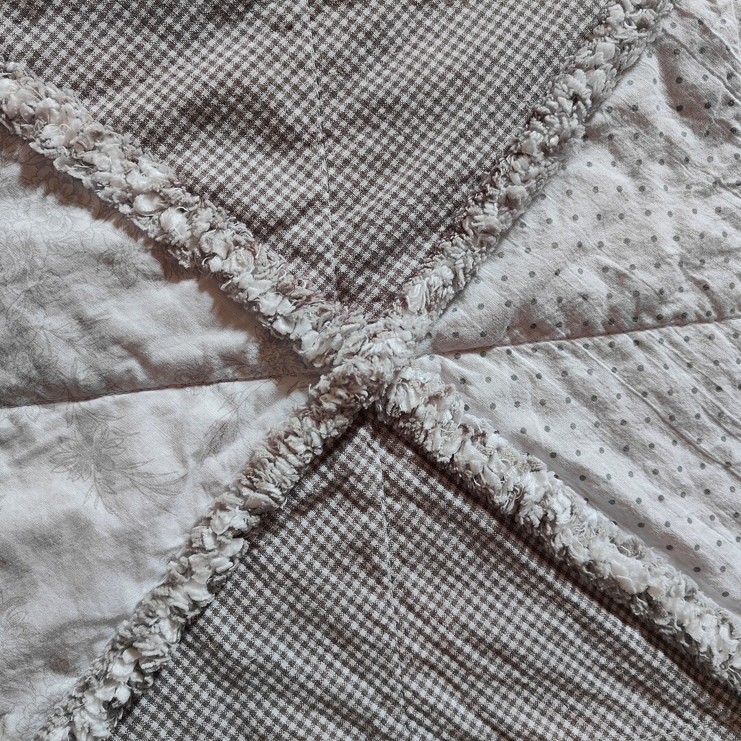 Grey and White Cotton and Flannel Rag Quilt - Etsy