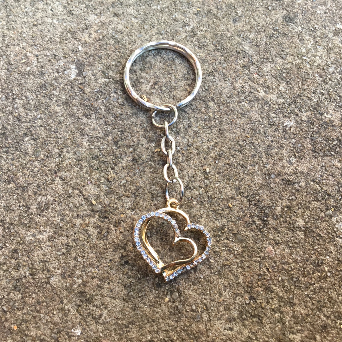 NEW Golden Diamanté Love Hearts Keyring E291 Keychain Key Fob | Etsy