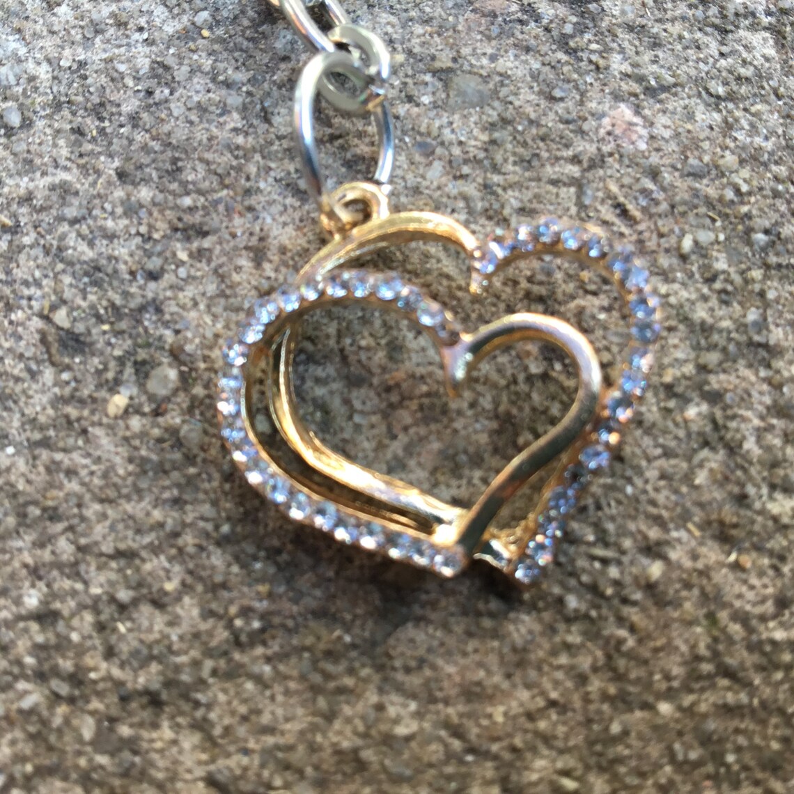 NEW Golden Diamanté Love Hearts Keyring E291 Keychain Key Fob Stocking ...