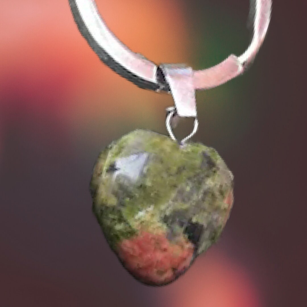 NEW Q11 Handmade Unakite Gemstone Heart Shaped Keyring Fob Keychain - Etsy