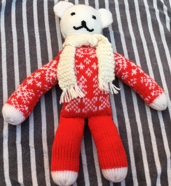 Handmade Red & Cream Bobbie Snuggle Teddy Bear Gift Soft Toy | Etsy