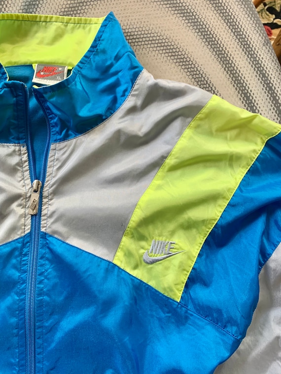 1980's Nike Shell Suit Jacket in Electric Blue / Silv… - Gem