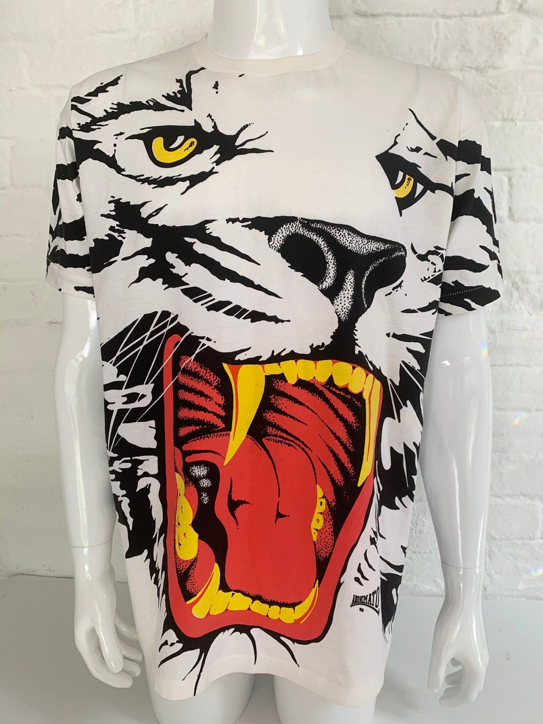1990’s Oversized Brazilian Tee Shirt Featuring Huge White Tiger ...