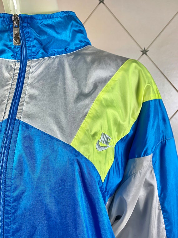 1980's Nike Shell Suit Jacket in Electric Blue / Silv… - Gem