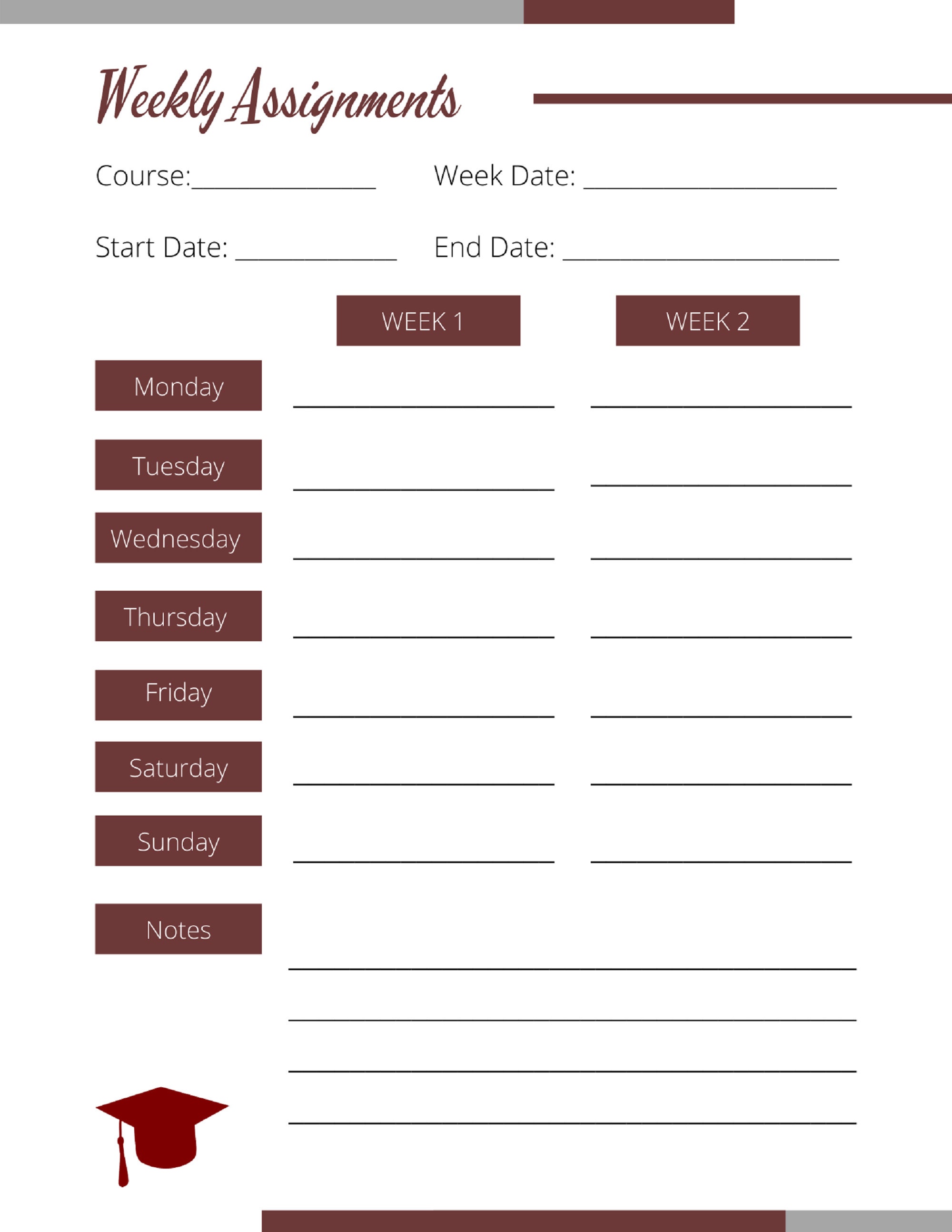 College Course Printable Planner - Etsy