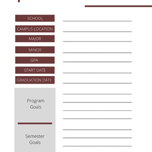 College Course Printable Planner - Etsy