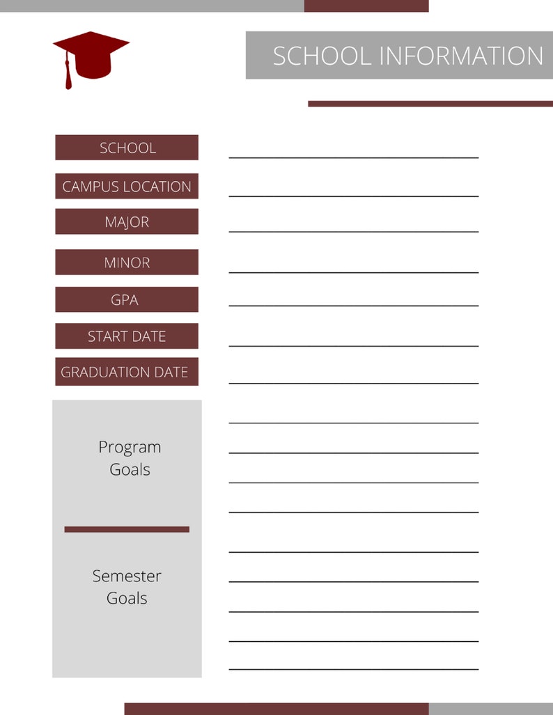 College Course Printable Planner - Etsy