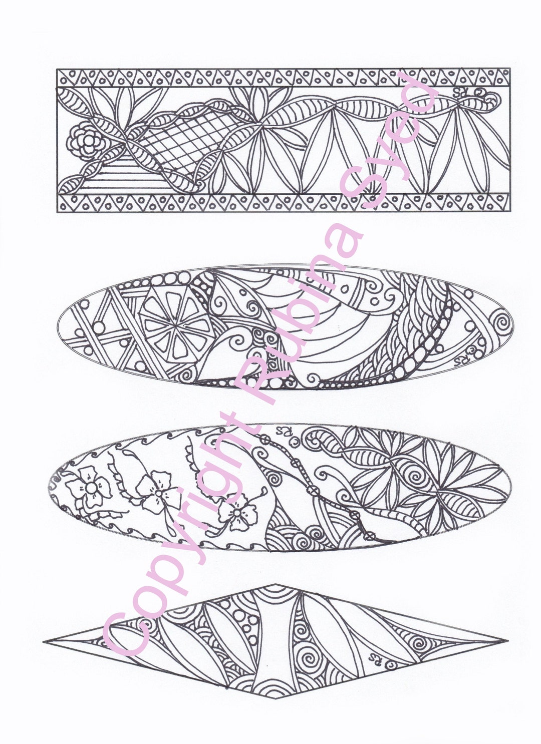 4 Printable Bookmarks to Color for Adults and Children, Digital ...