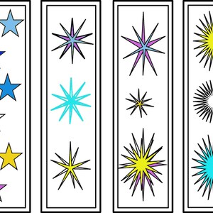 4 Bookmarks to Color, Stars, Digital Download - Etsy