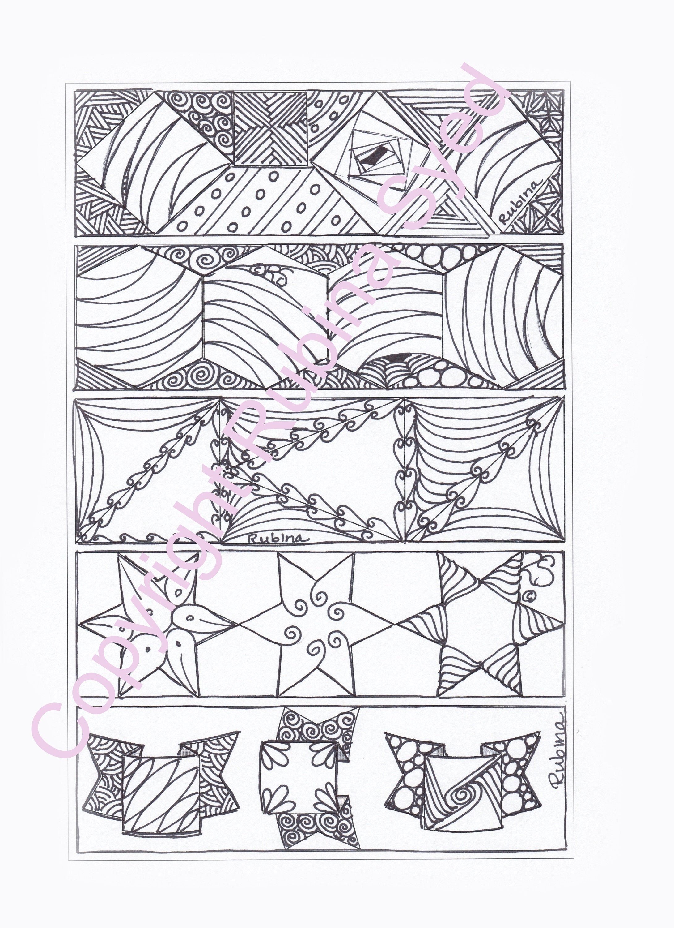 5 Abstract Bookmarks to Print and Color, Digital Download - Etsy