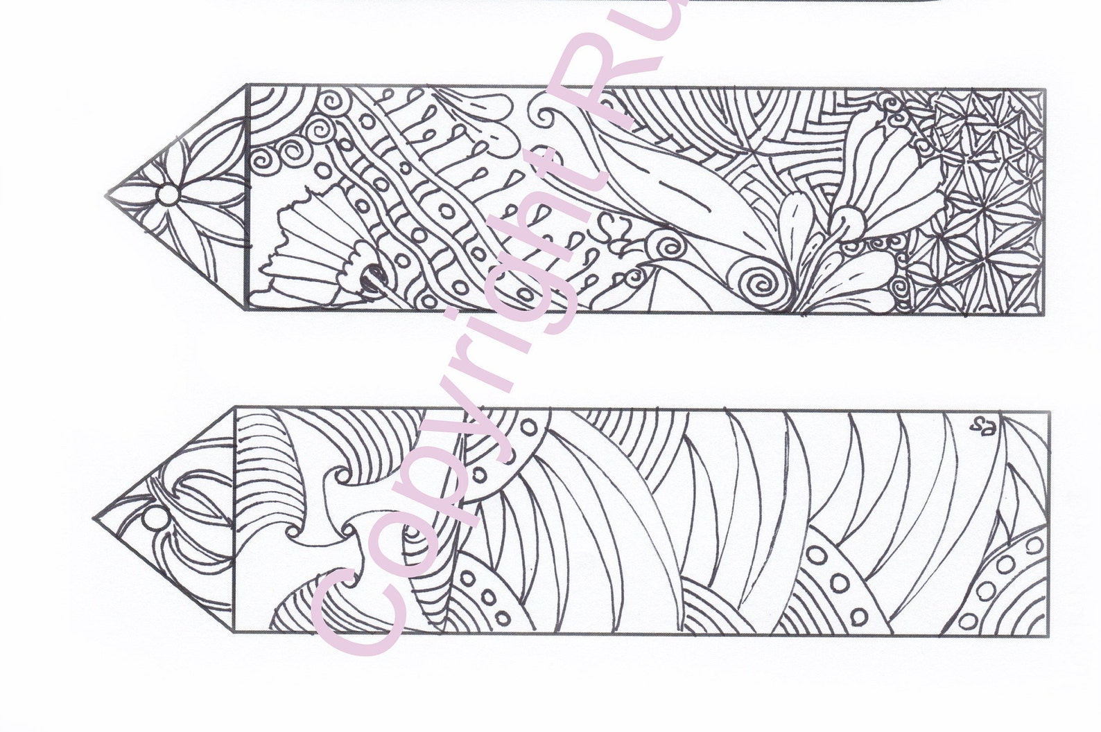 4 Bookmarks to Color, Different Shapes and Designs, Digital Download - Etsy