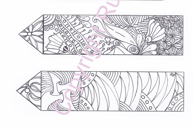 4 Bookmarks to Color, Different Shapes and Designs, Digital Download - Etsy