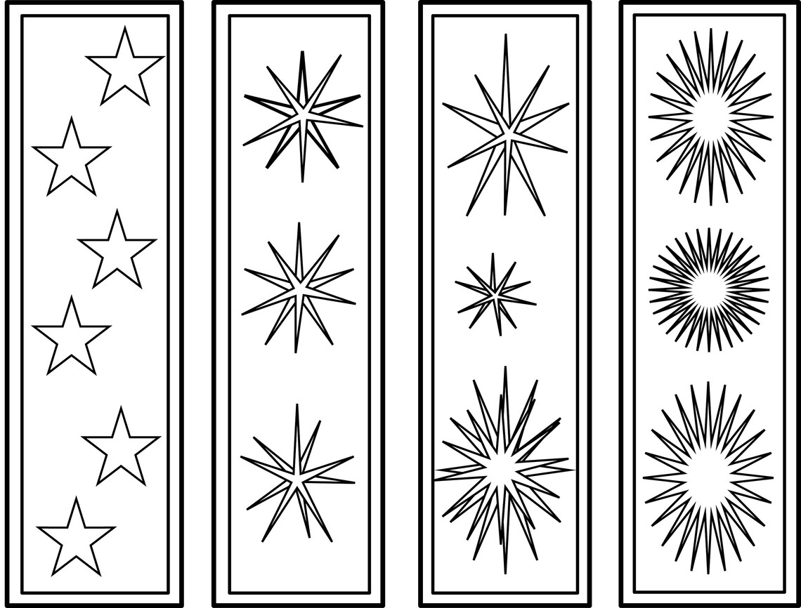 4 Bookmarks to Color, Stars, Digital Download - Etsy