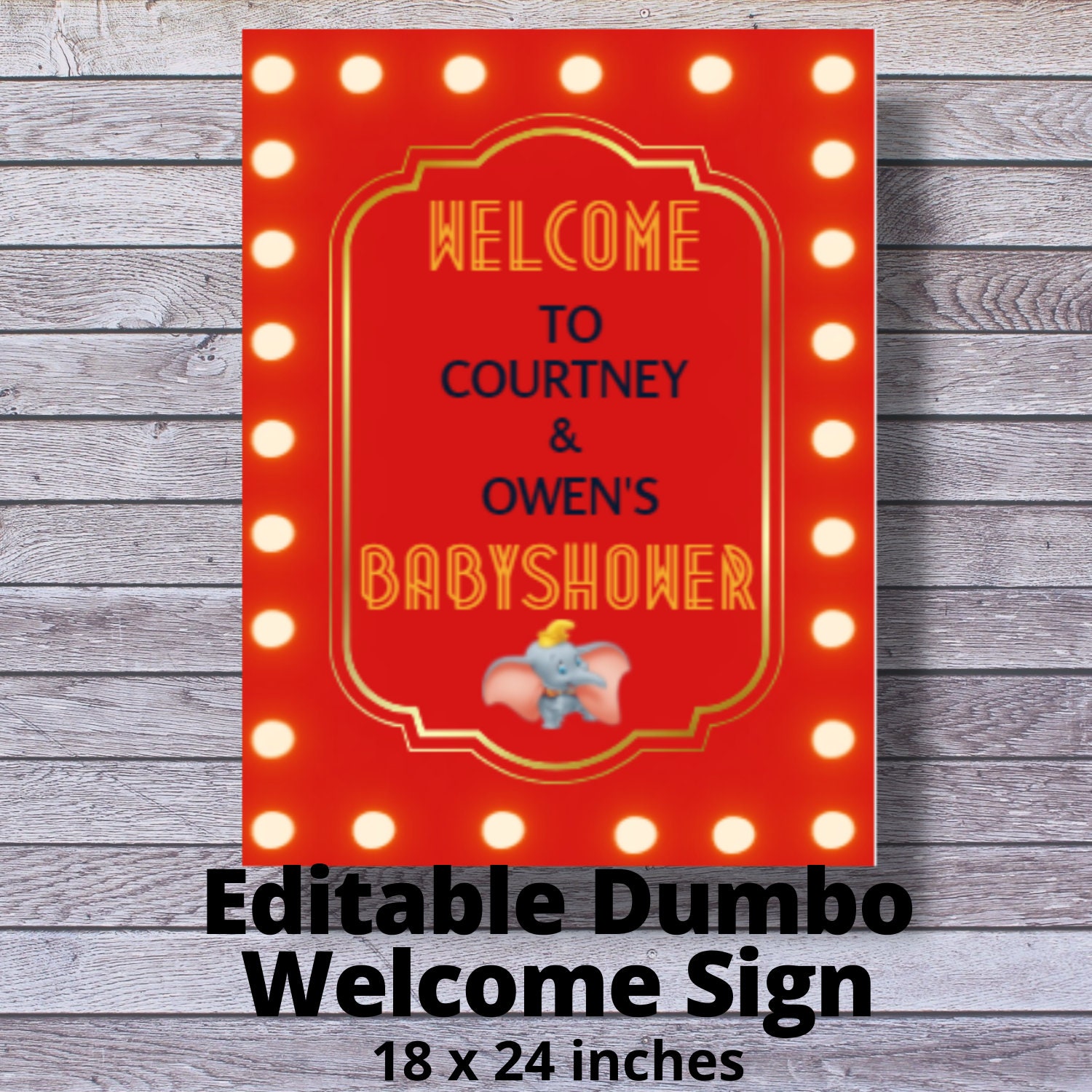 Digital Download Editable Dumbo Template || Welcome Sign and Fake ...
