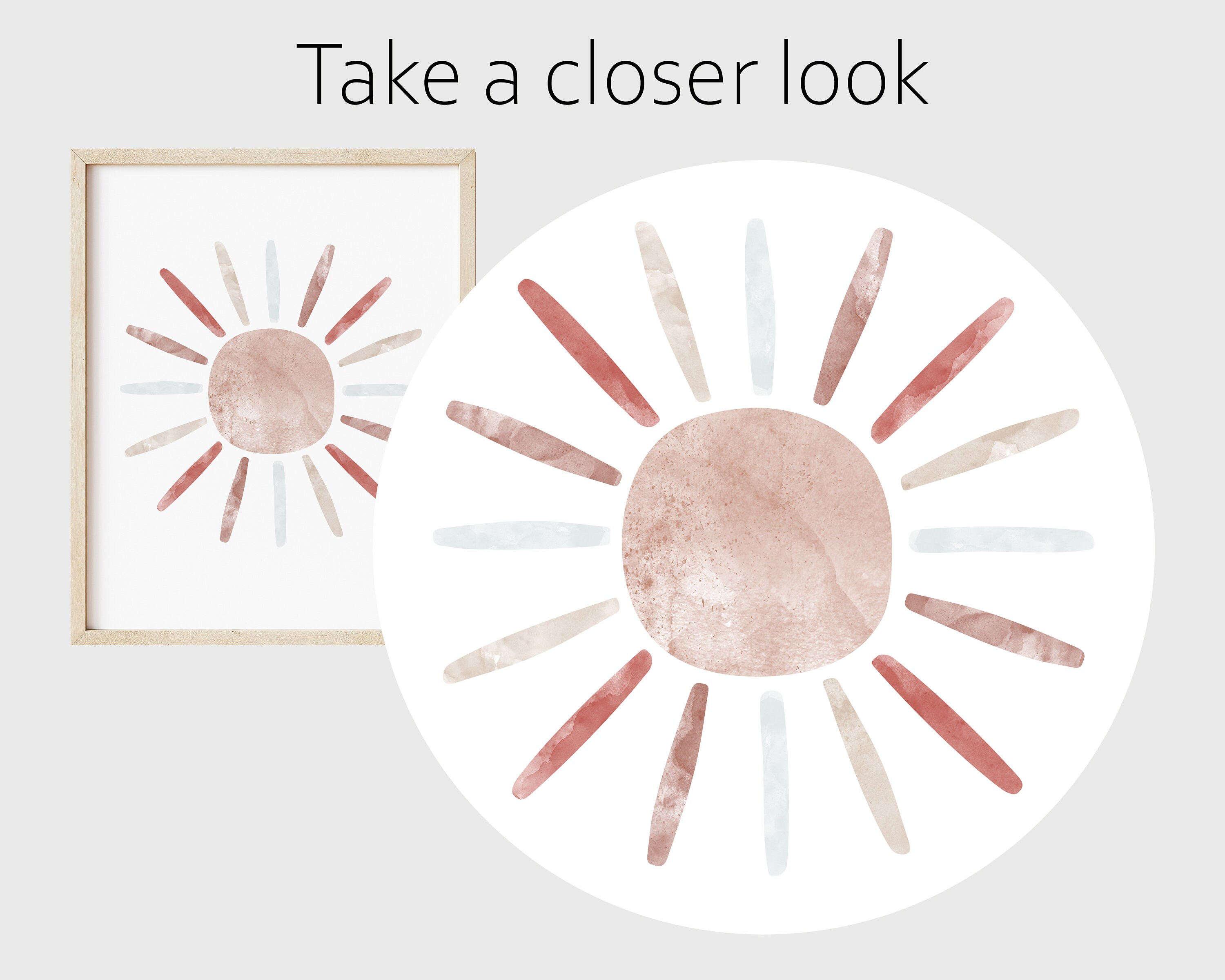 Netural Watercolor Sun Print, Printable Wall Art, DIGITAL DOWNLOAD ...