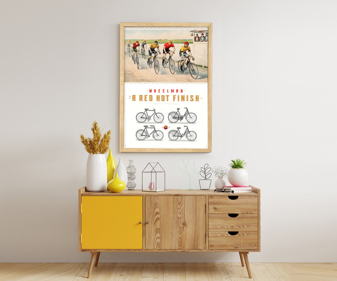 Cycling Art Print, Vintage Bicycle Race Poster, 'wheelmen Red Hot ...
