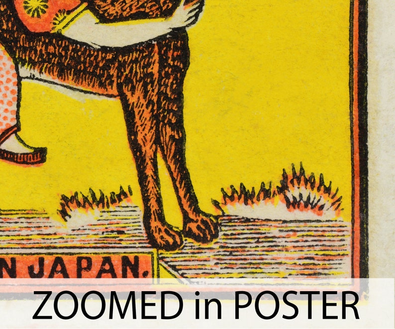 Japanese Matchbox Label Art Print, Vintage Child and Dog Illustration ...