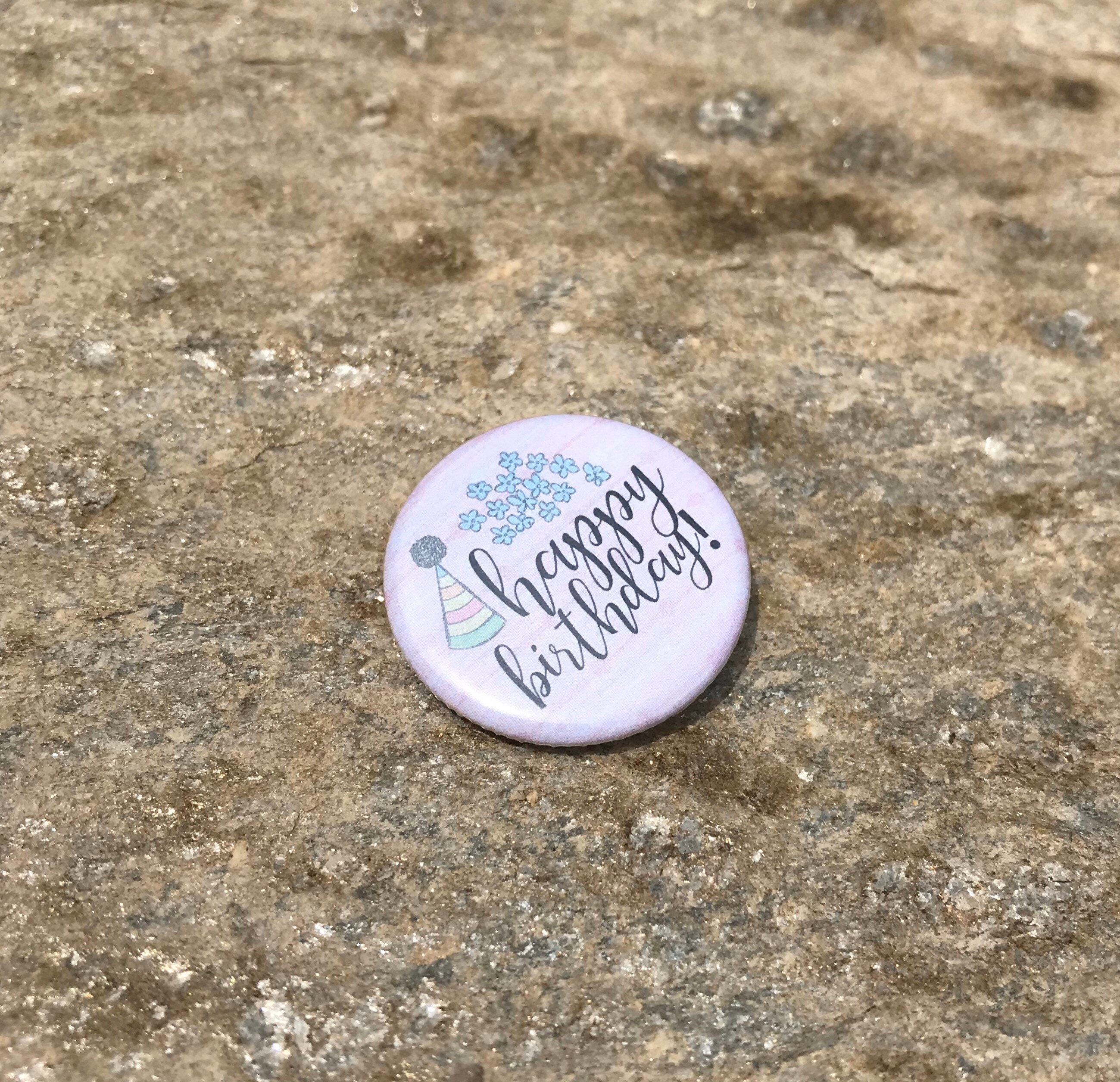 Birthday pin buttons fun gift free shipping cupcake wish | Etsy