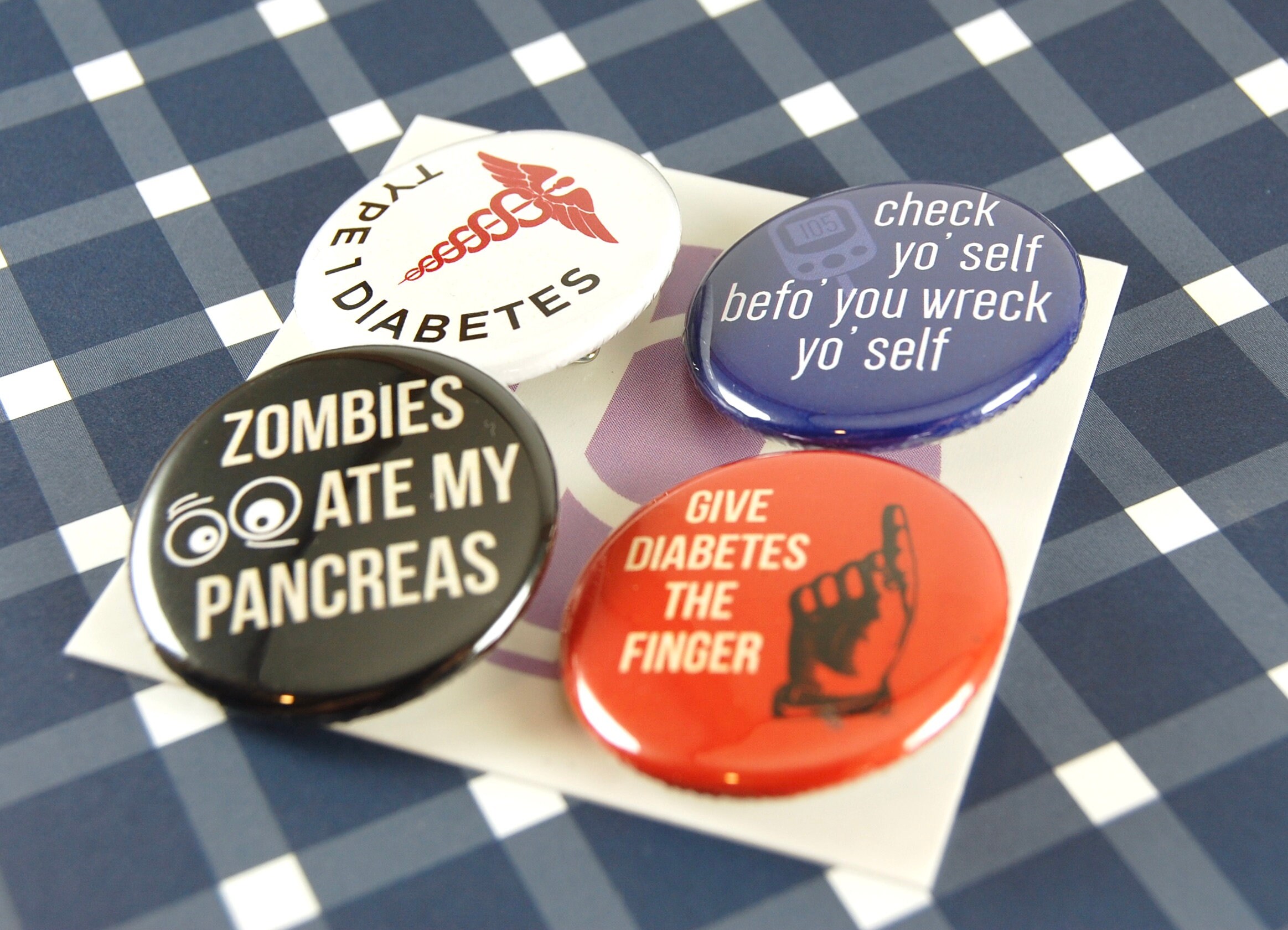 Funny Type One Diabetes Pin Set of Four Free Shipping | Etsy