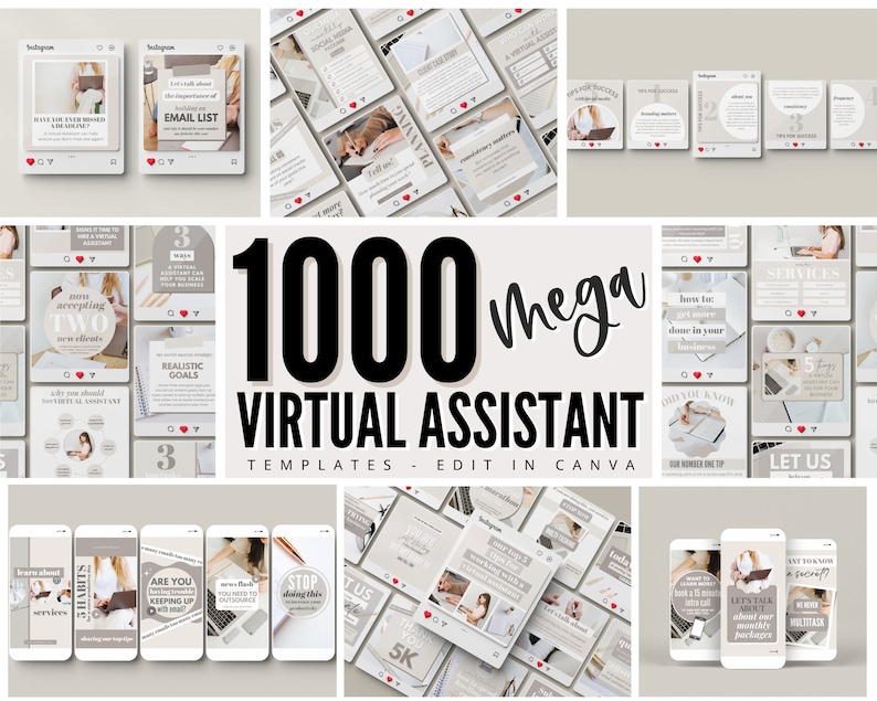 Virtual Assistant Instagram Templates: 1000+ Social Media Posts ...