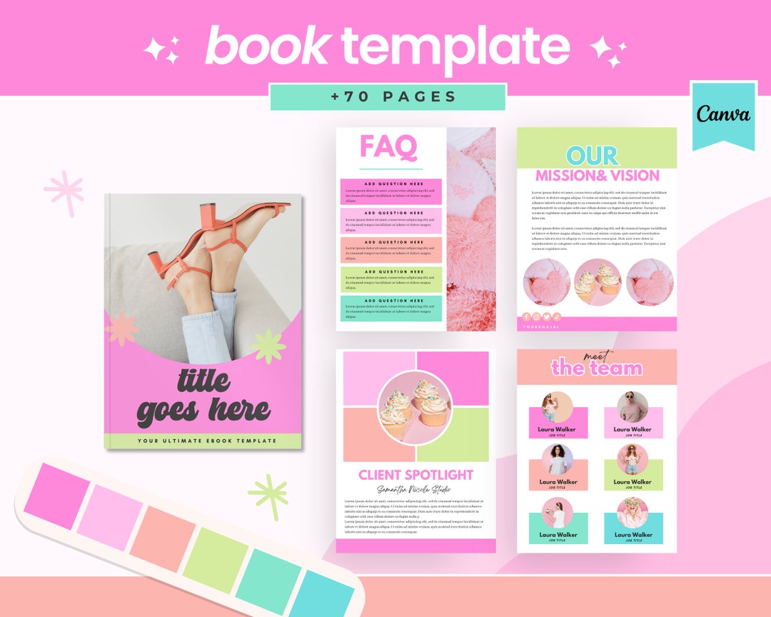 Colorful Book Template Canva - Ebook and Workbook Template - Ebook ...