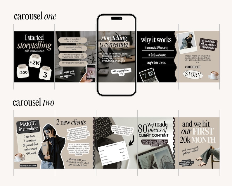 Canva Carousel Templates: Social Media Marketing, Coach Content (9 ...