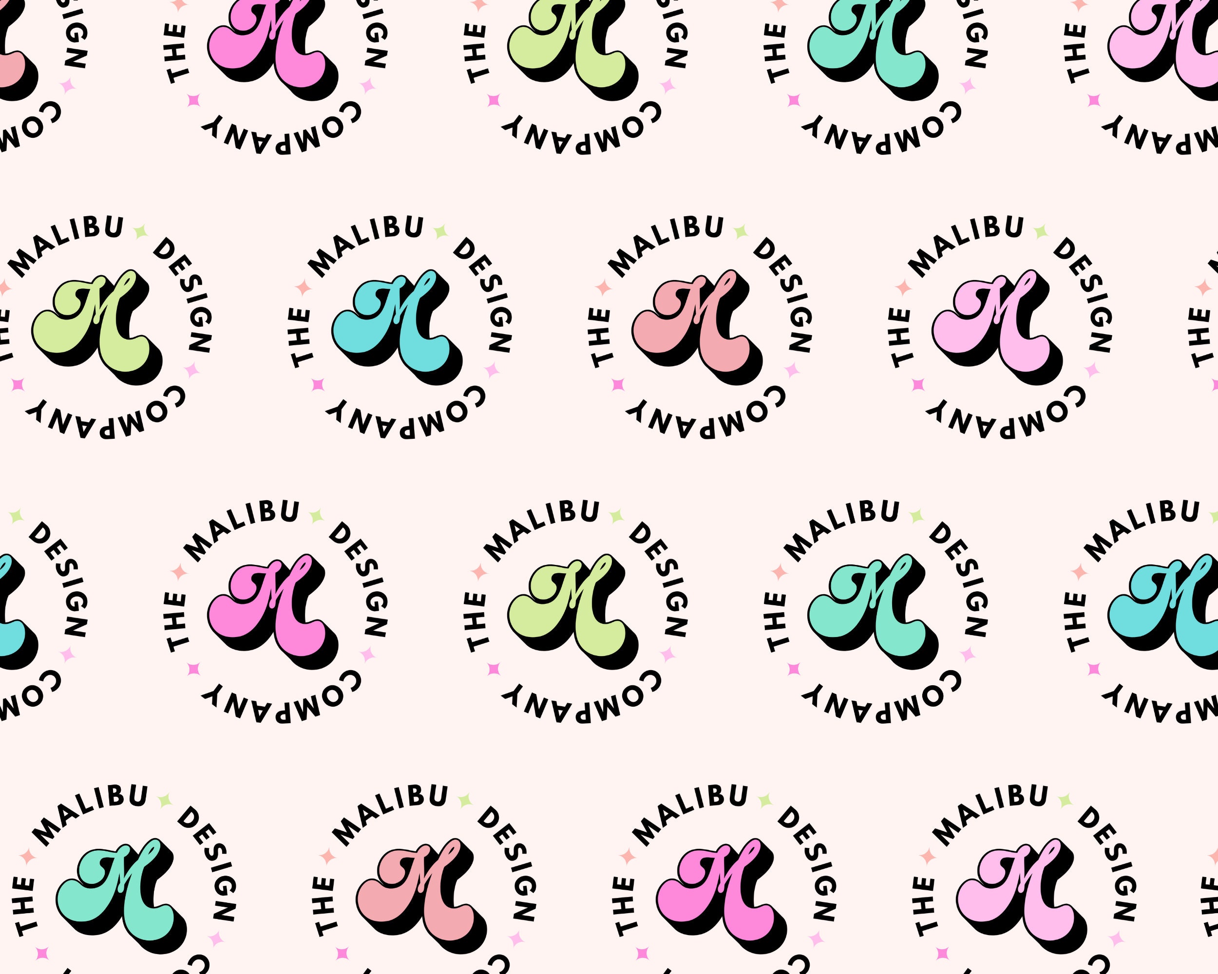 Colorful Retro Logo Design: Small Business Branding (4 Logos) - Etsy