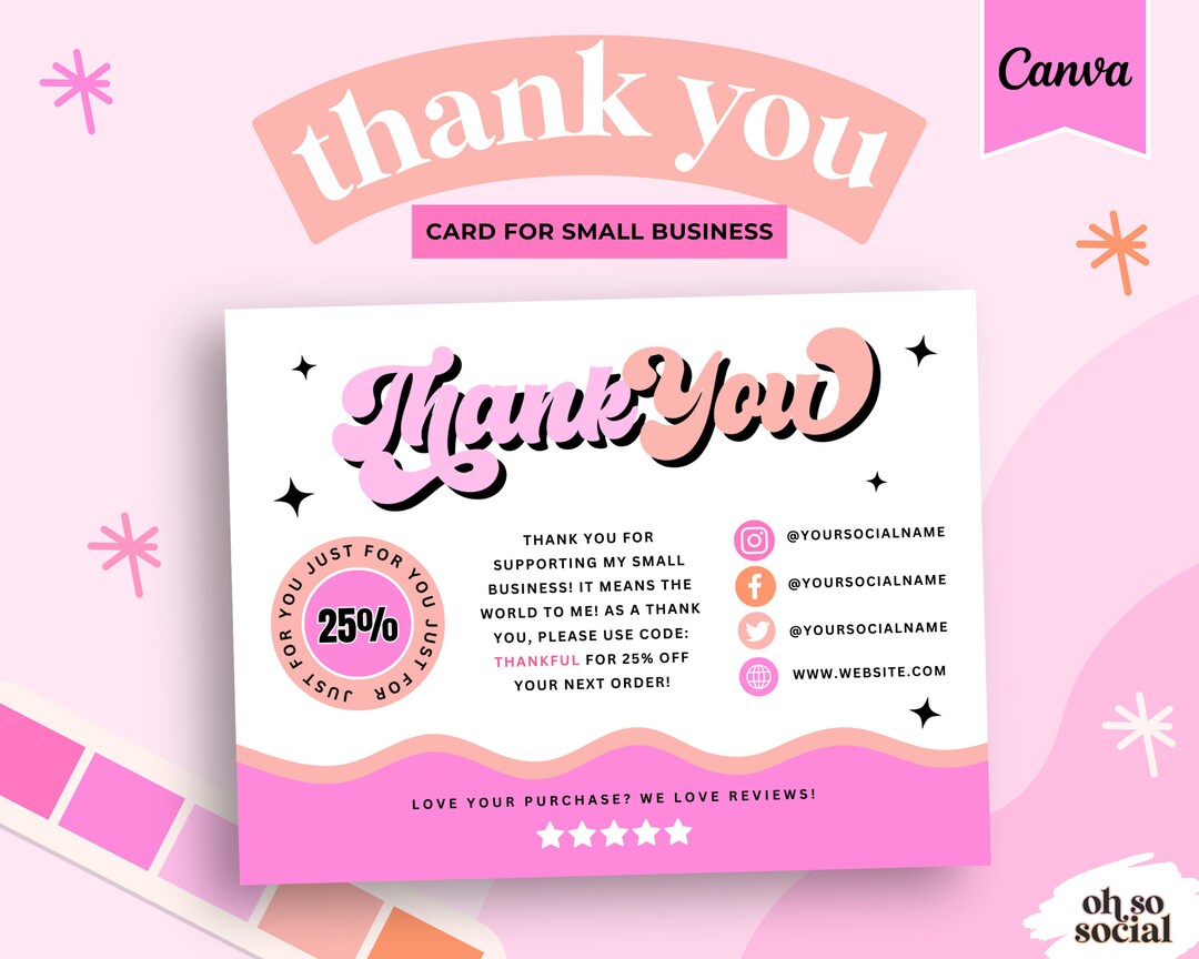 Retro Thank You Template, Canva Thank You Card Template, Than You ...