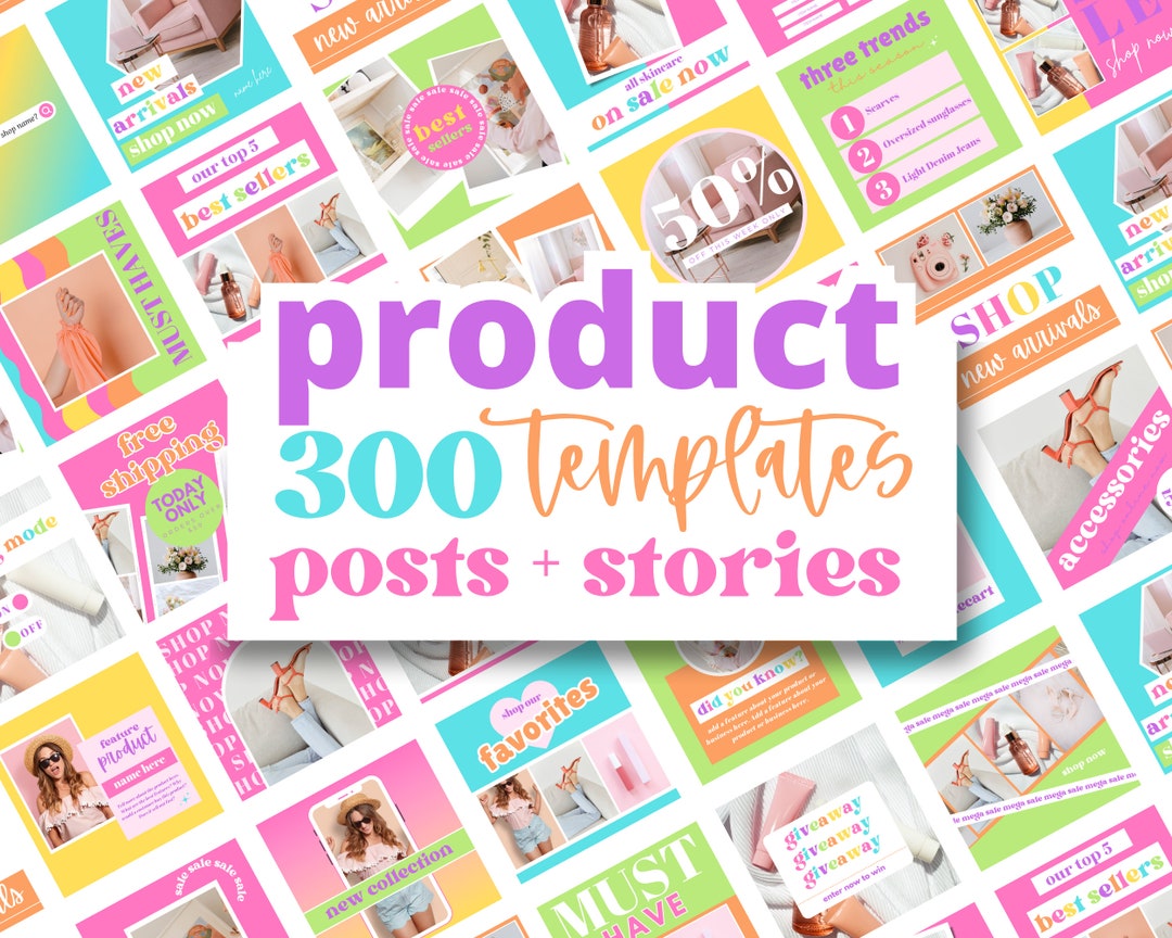 300 Product Instagram Templates - Colorful Social Media Template ...