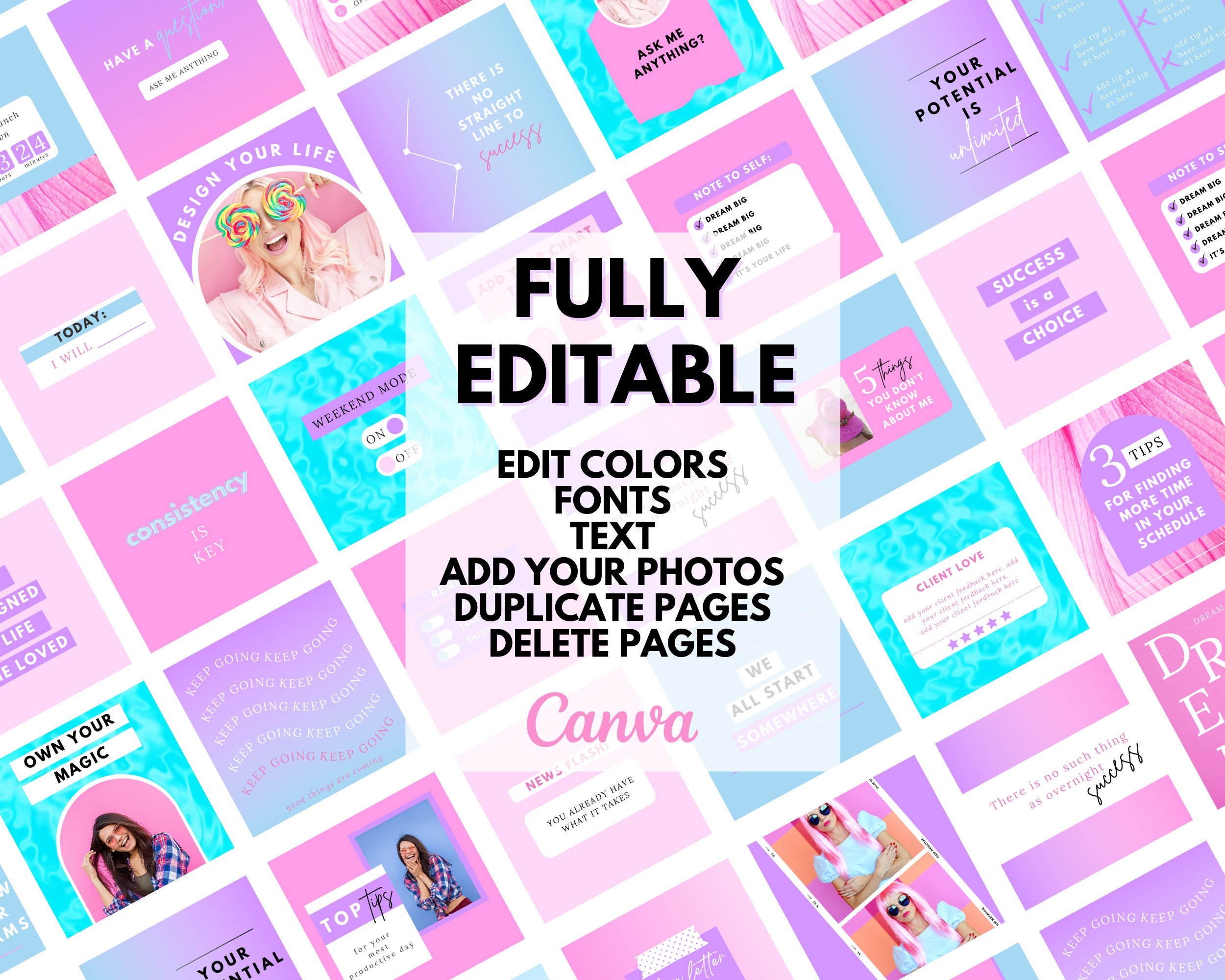250 Colorful Instagram Post Templates Bright Instagram Posts - Etsy