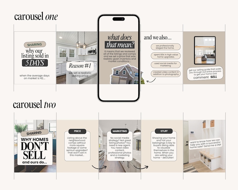 Real Estate Instagram Carousel Templates: Realtor Social Media (canva ...