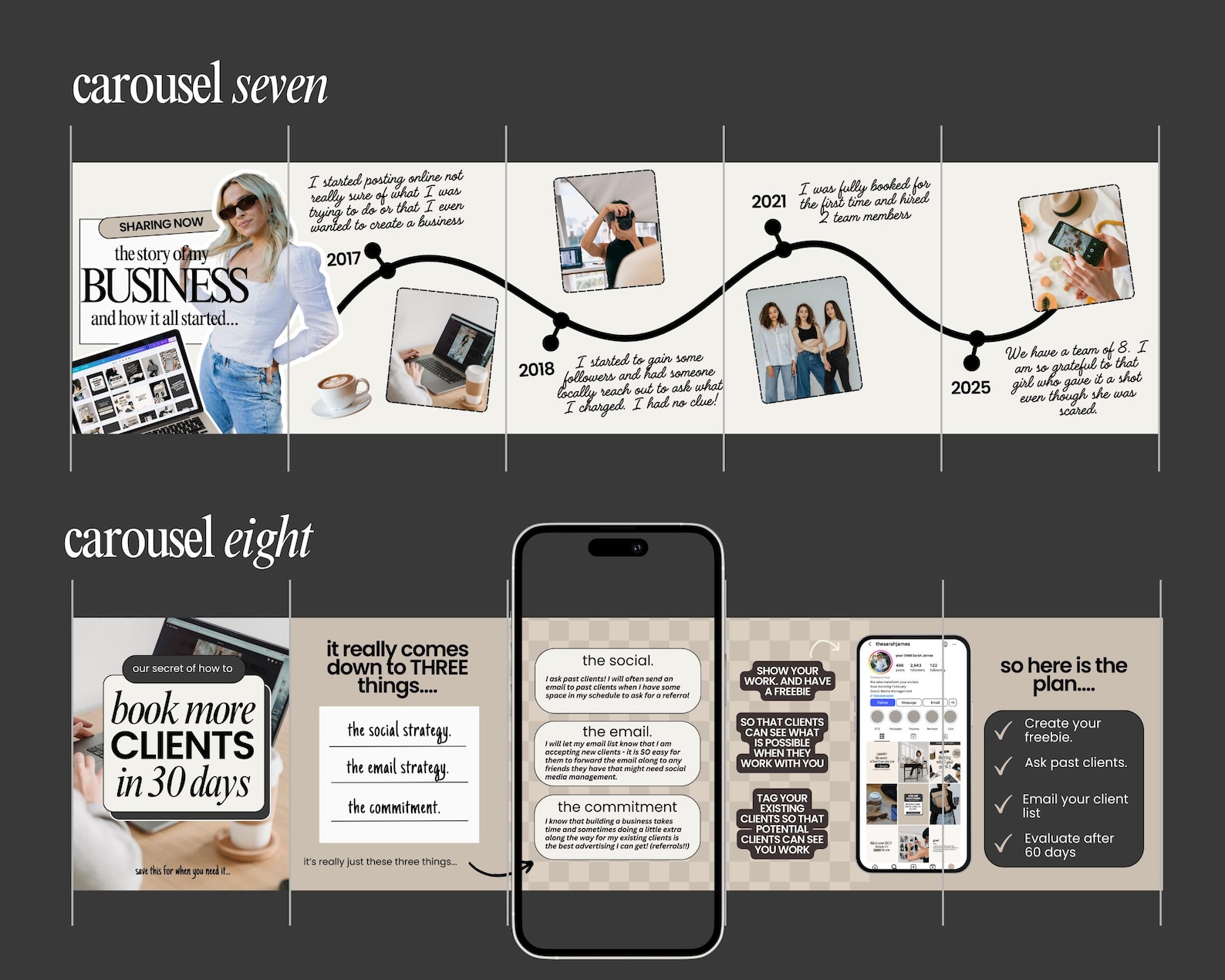 Canva Carousel Templates: Social Media Marketing, Coach Content (9 ...